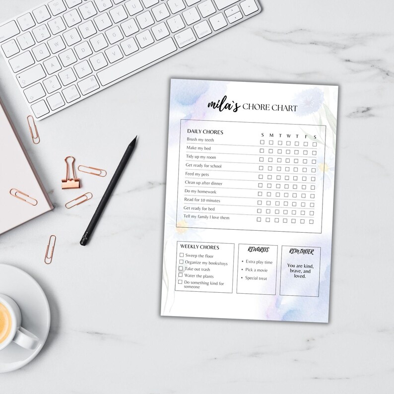 Editable Kids Chore Chart Template | Printable Daily & Weekly Routine ...