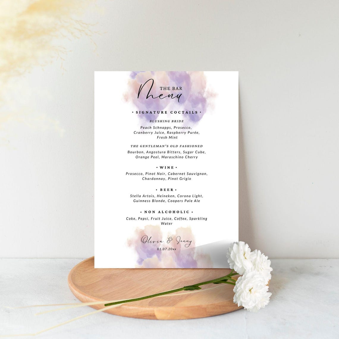 Editable Bar Menu Sign Template | Wedding Signature Drinks Sign ...