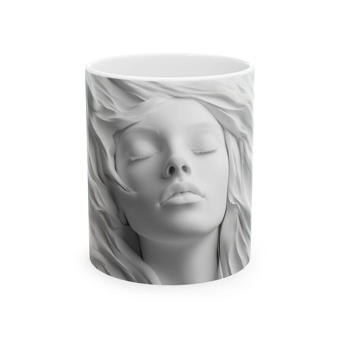 3D Realistic Human Face Design White Ceramic Mug, 11oz & 15oz, C-handle ...