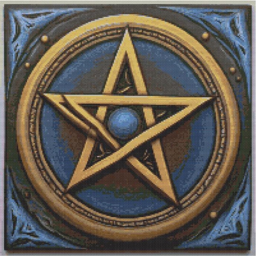 Golden Pentagram Sign Cross Stitch Pattern Home Decor Gift Modern ...