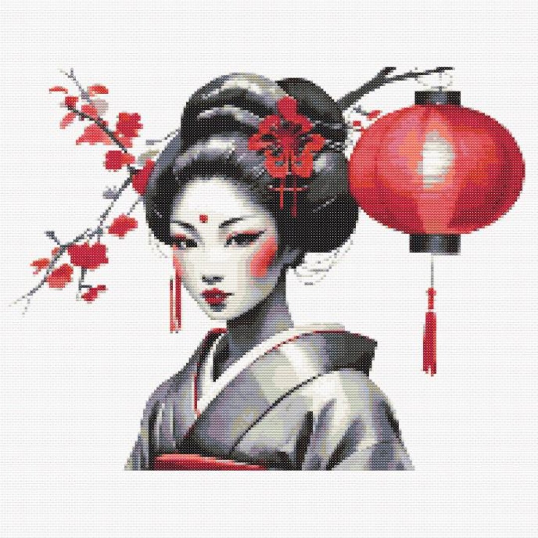 Beautiful Geisha Lady Cross Stitch Pattern Home Decor Gift Modern ...