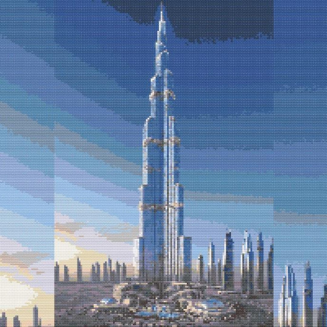 Modern Burj Khalifa Cross Stitch Pattern Home Decor Gift Modern Dubai ...