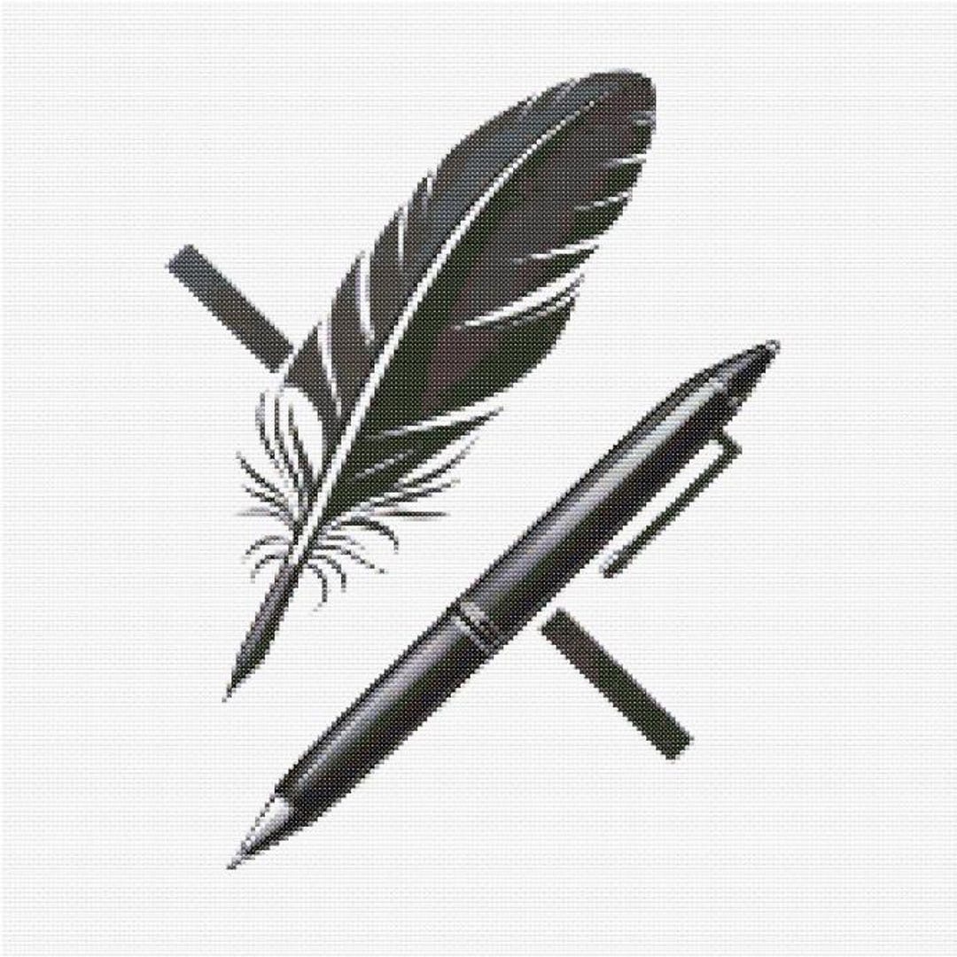 Feather & Quill Cross Stitch Pattern Home Decor Gift Easy Beginner ...