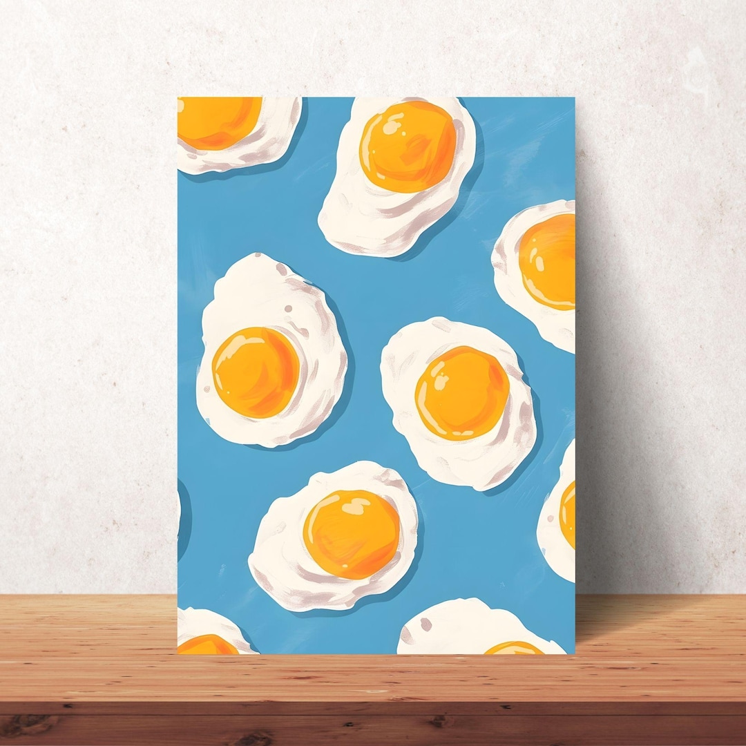 Fried Egg Print, Printable Wall Art, Kitchen Art Print, Egg Wall Art ...