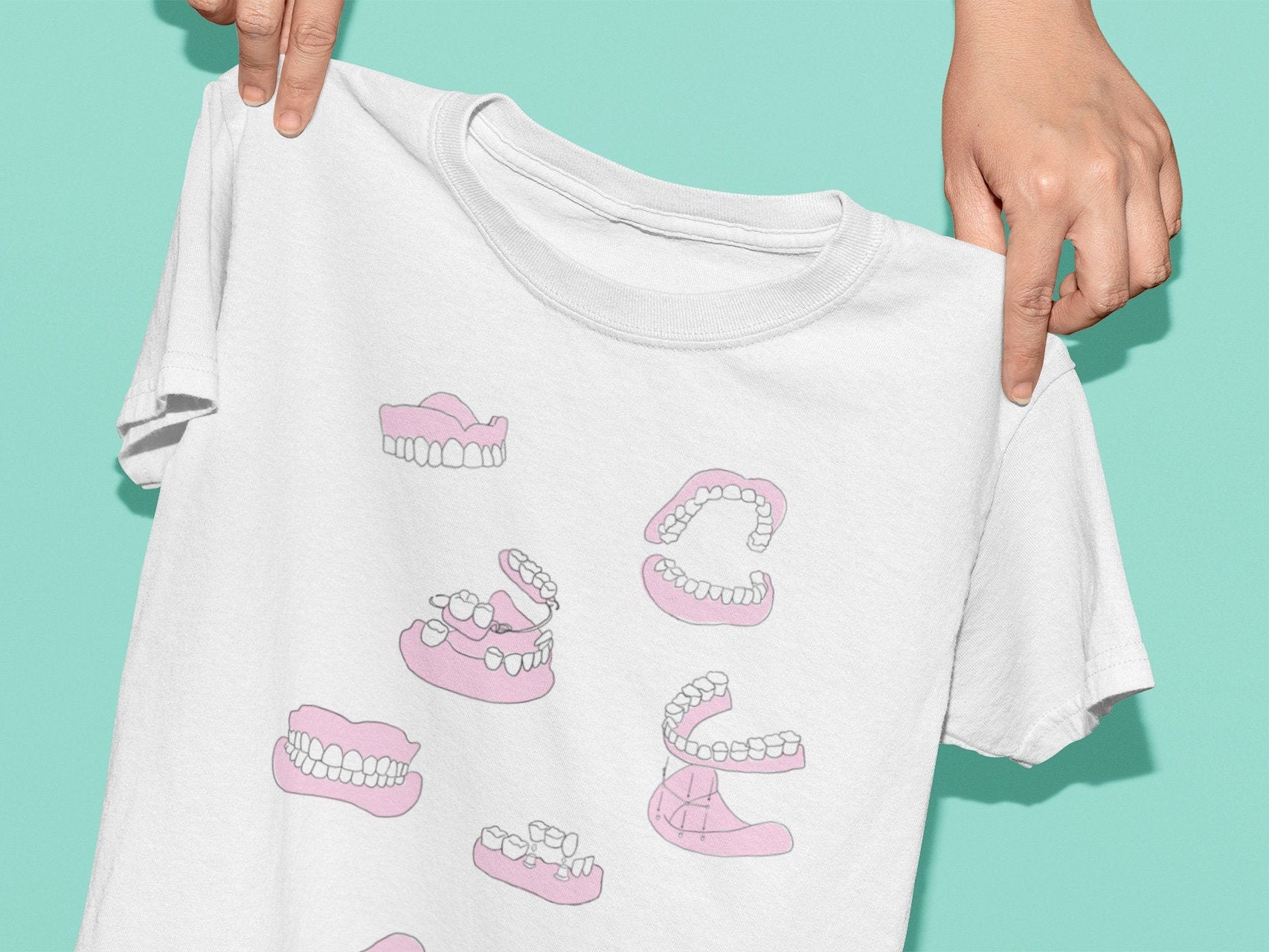 Illustrated TEETH Shirt . Teeth Dentures Dentist Lovers Tee | Etsy