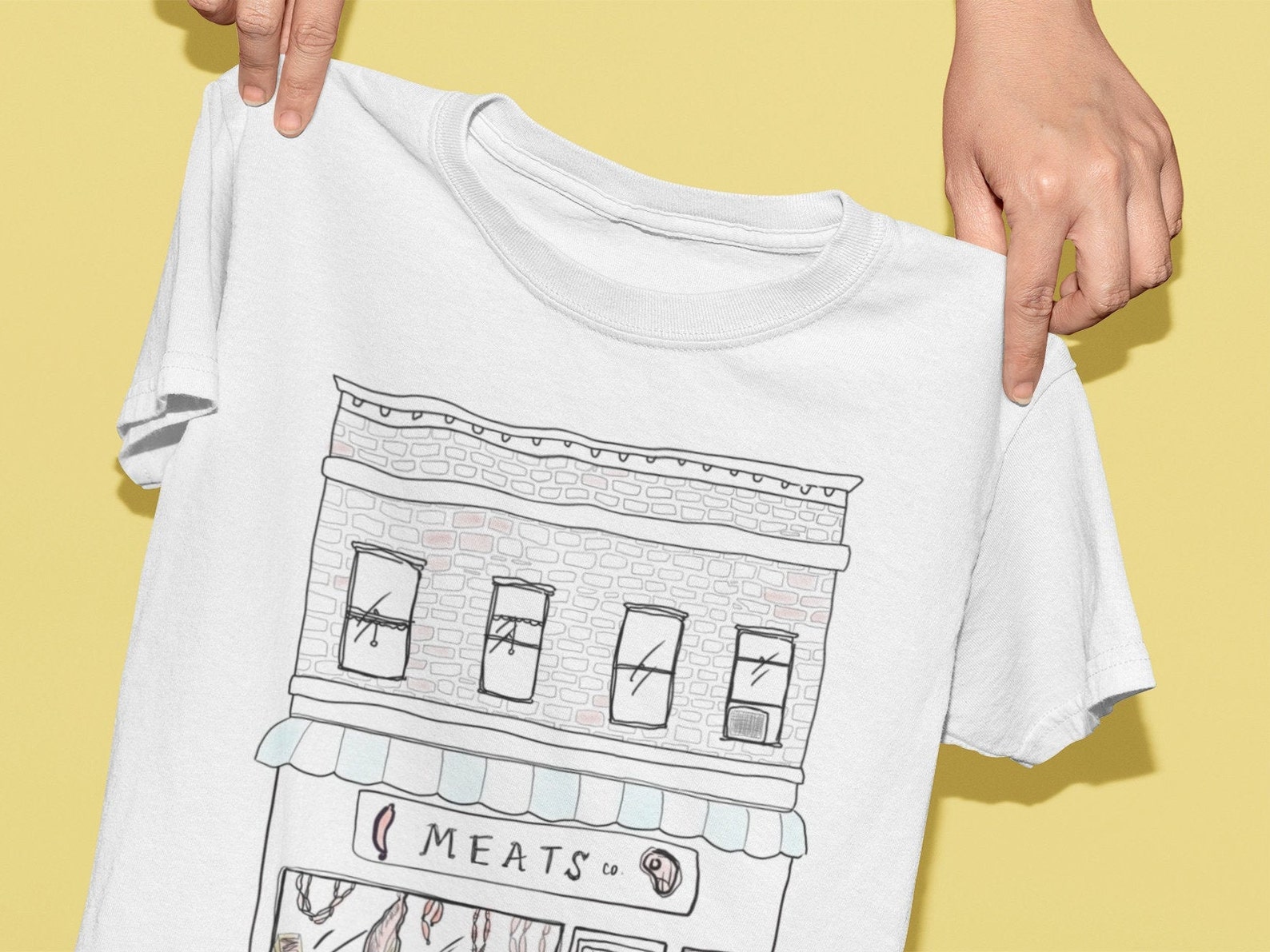 Quality Meats T-shirt . Hand Drawn Vintage Storefront Tee - Etsy