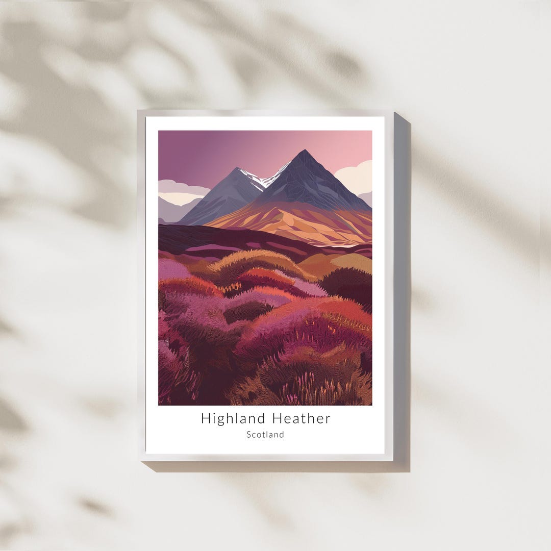 Heather-covered Mountains PRINTABLE- Abstract Scottish Highlands Poster ...