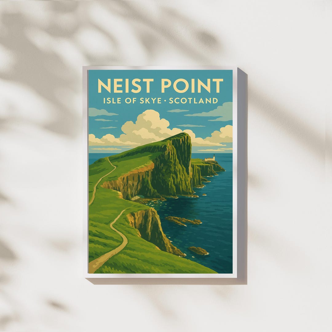 Neist Point Lighthouse Poster Isle of Skye Scotland -wall Art Print ...