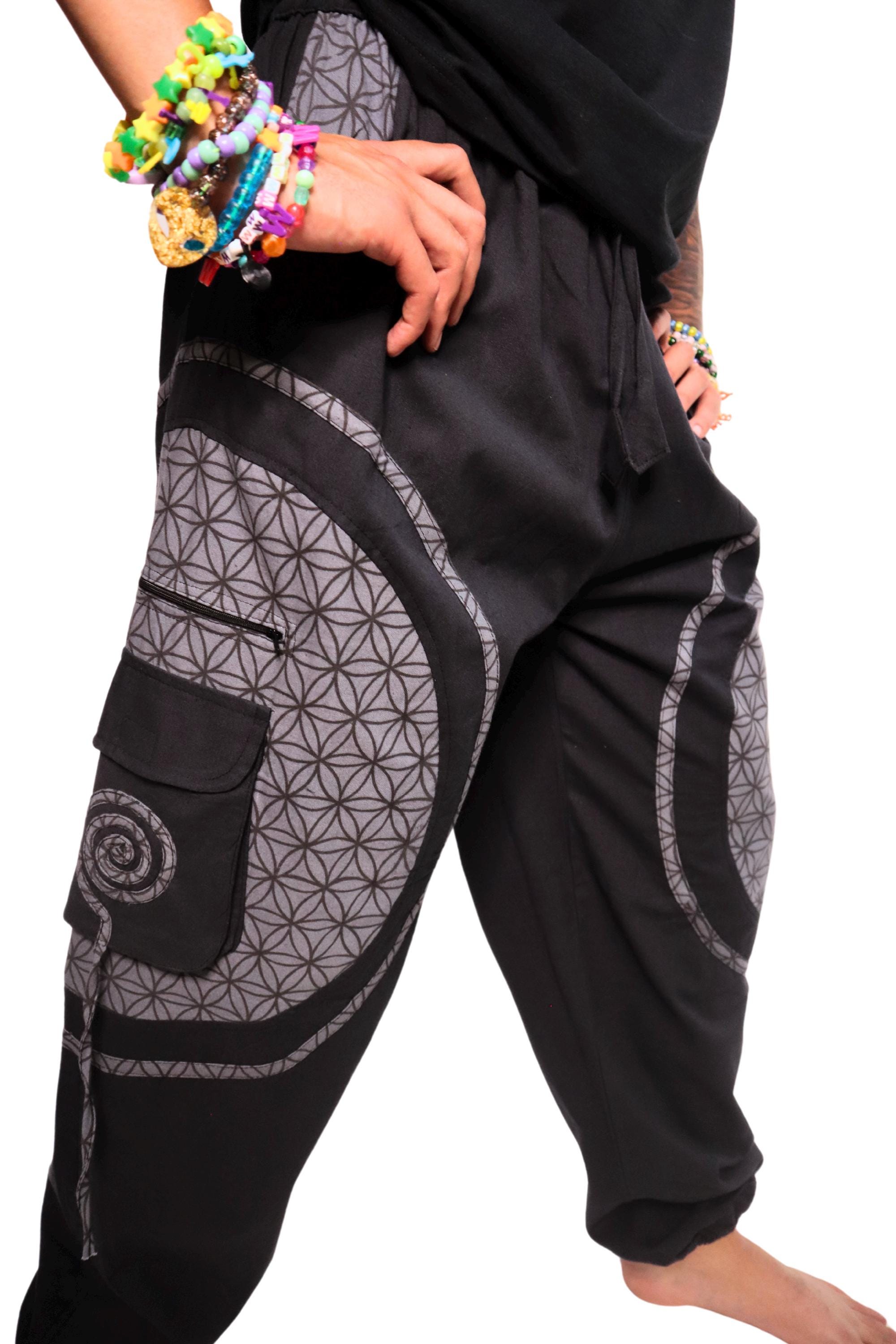Flower of Life Cotton Cargo Pants: Handmade Elastic Waist, 6 Pockets - Etsy