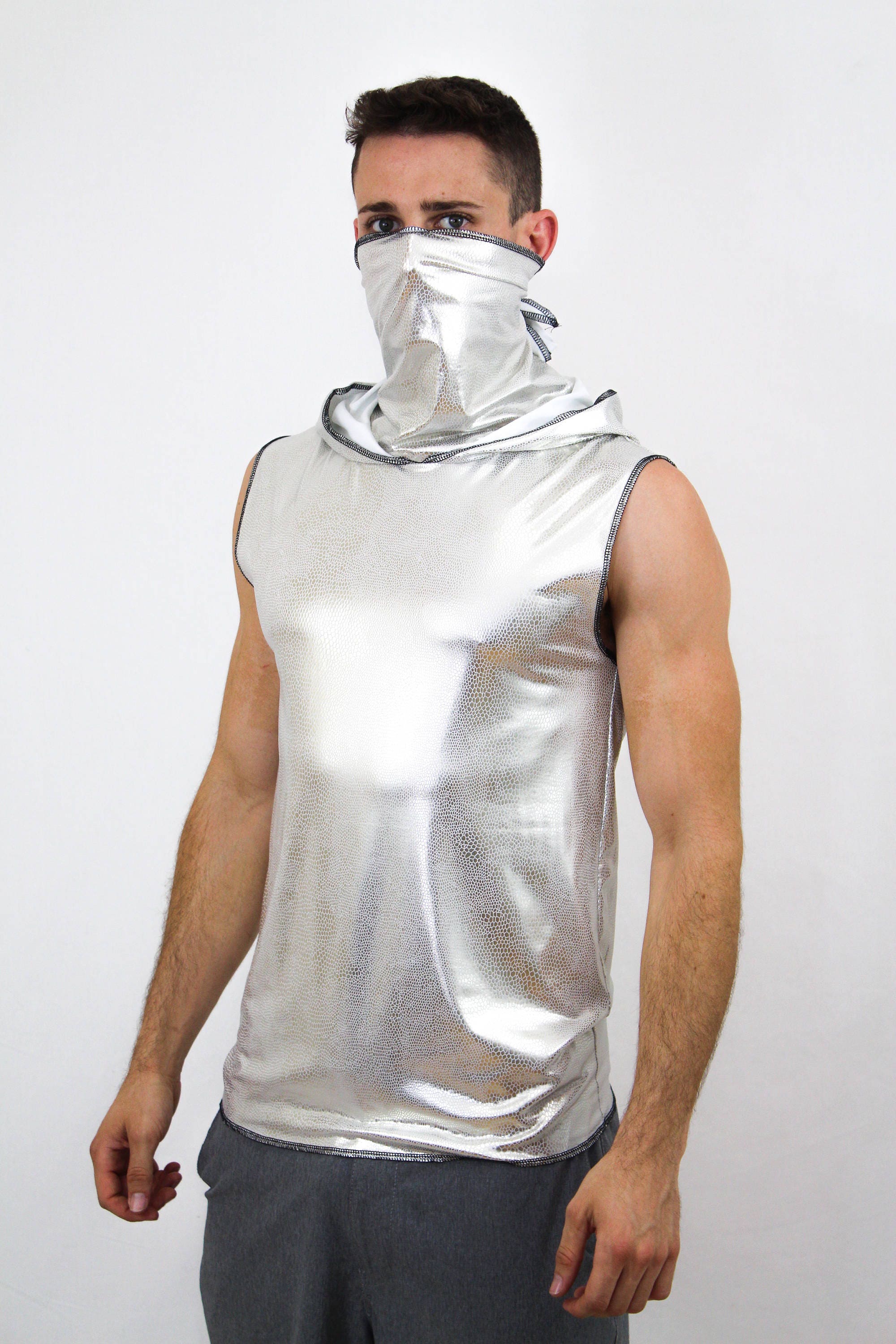 Ninja Mask Hoodie Tank Top Built in Dust Mask and Hood | Etsy