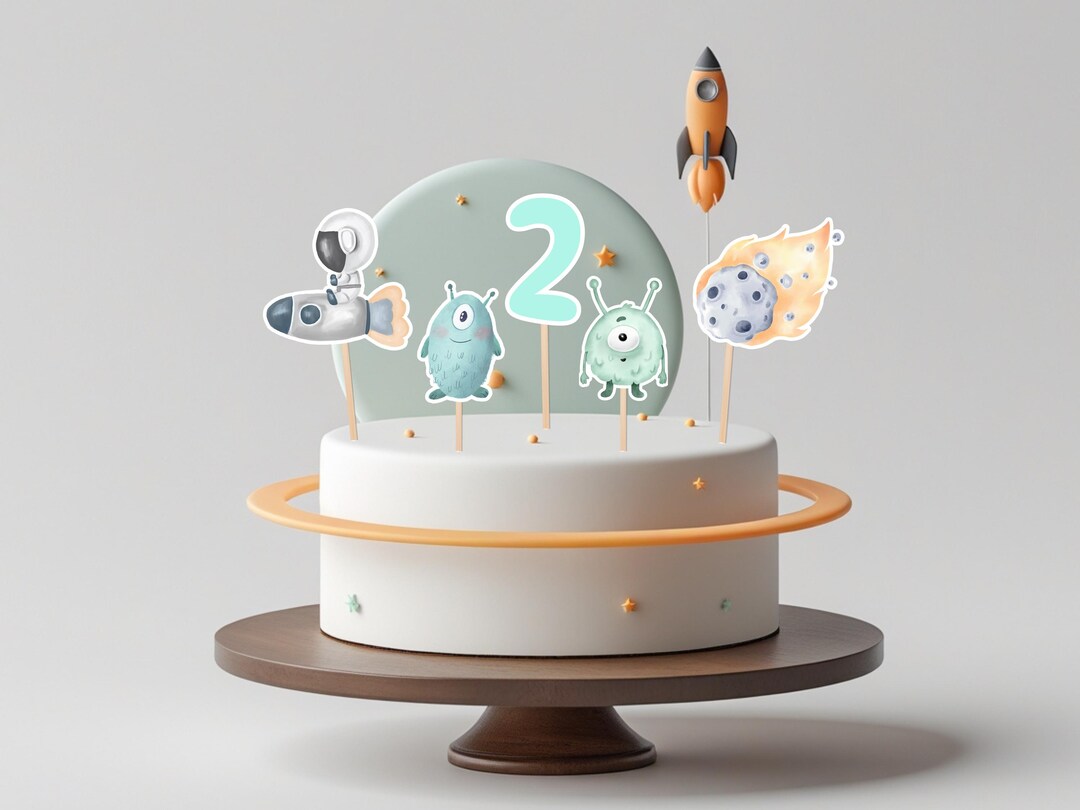 Cake and Cupcake Toppers | Cosmic Outer Space Party Centerpiece for ...