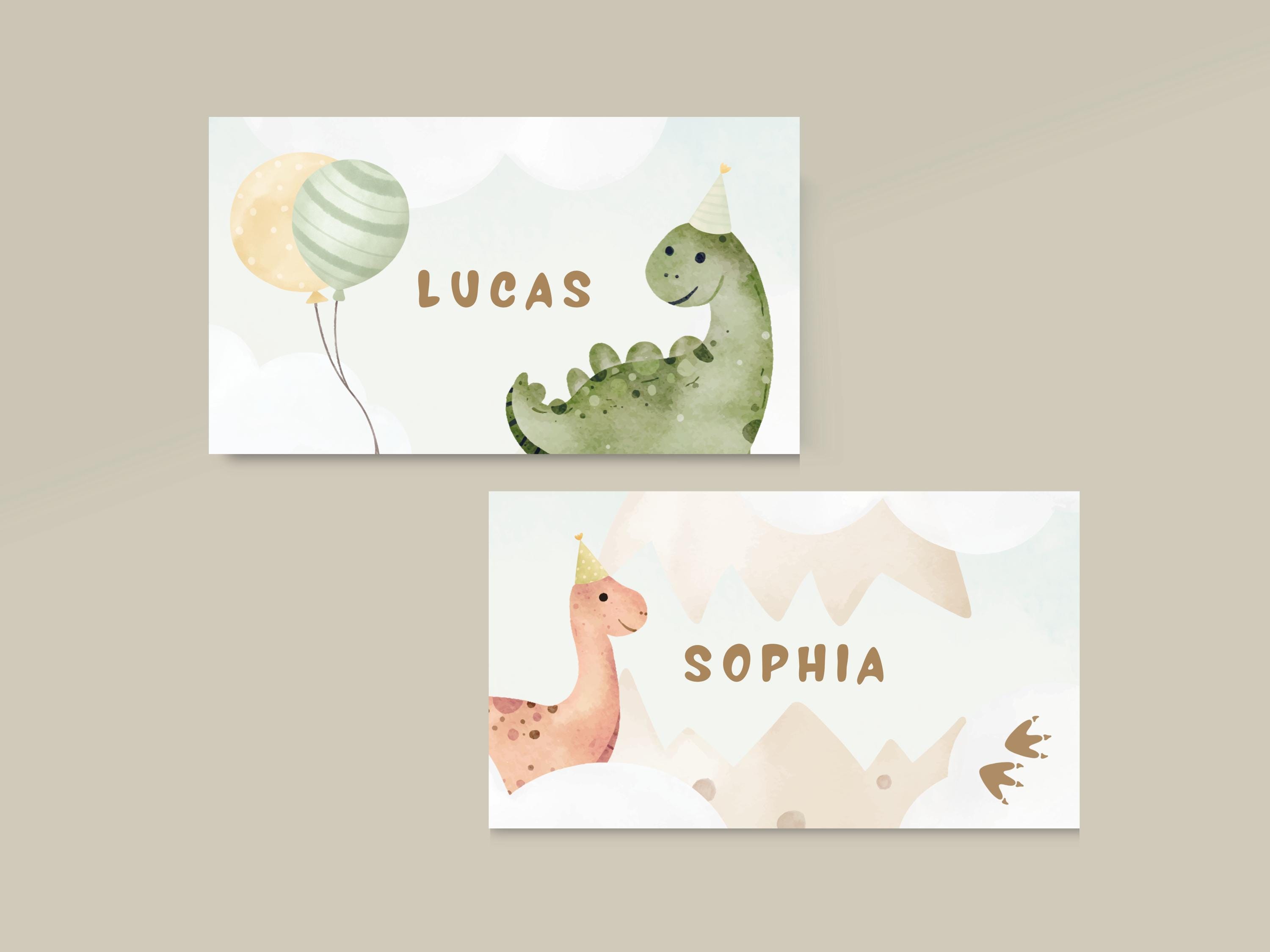 Dinosaur Birthday Name Cards | Dino Theme Place Cards for a Kids ...