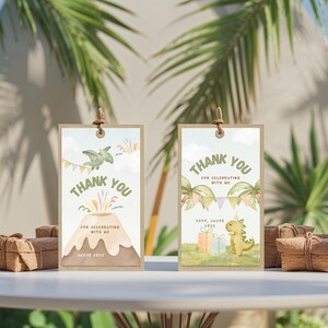 Dinosaur Favor Tags - Editable & Printable Happy Birthday Dino Thank ...
