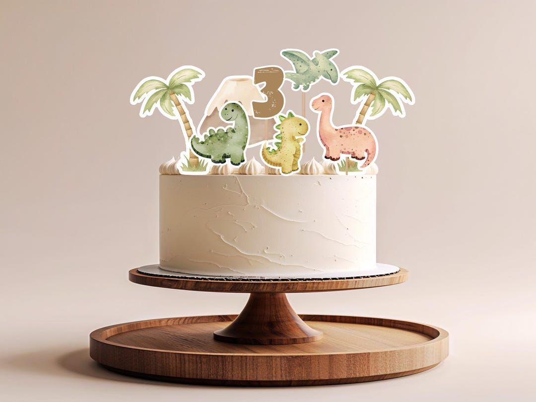 Dinosaur Cake Toppers, Printable Happy Dino Birthday Cake & Cupcakes ...