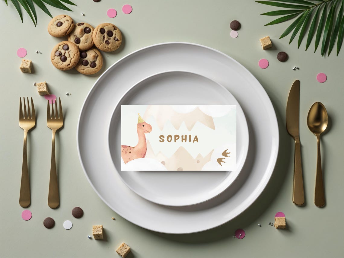 Dinosaur Birthday Name Cards | Dino Theme Place Cards for a Kids ...