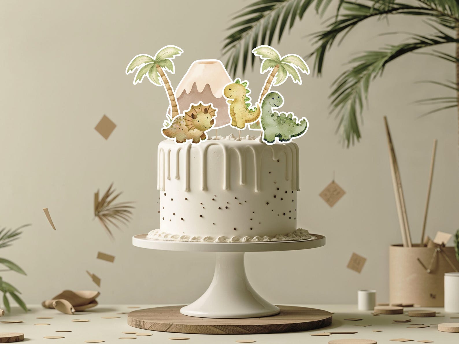 Dinosaur Cake Toppers, Printable Happy Dino Birthday Cake & Cupcakes ...
