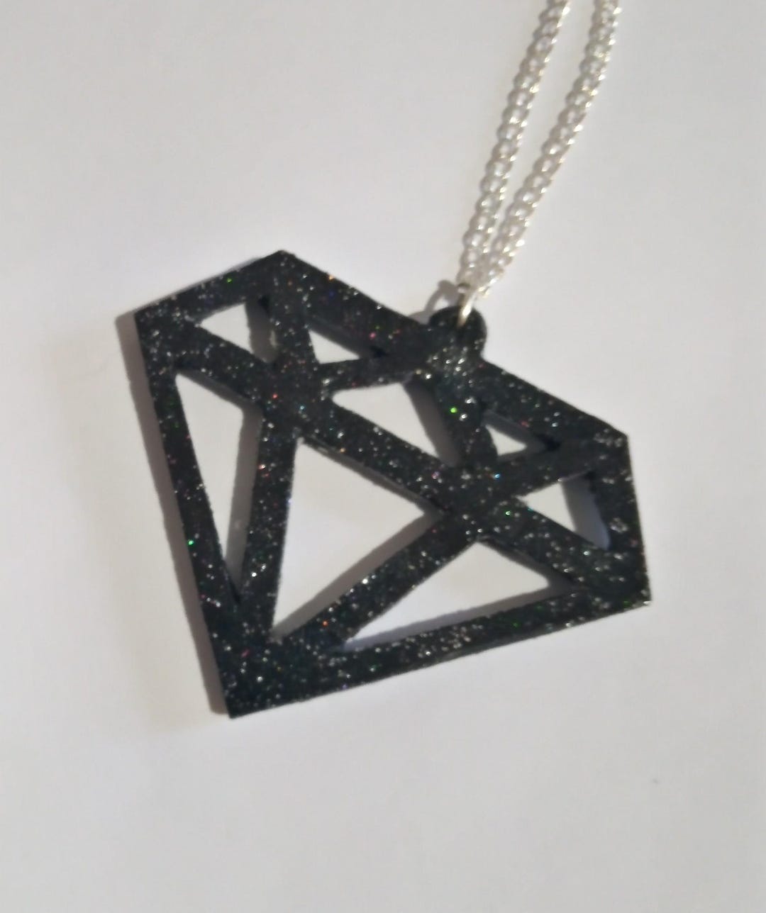Glossy Black Glitter Sparkle Disco Gem Necklace - Etsy