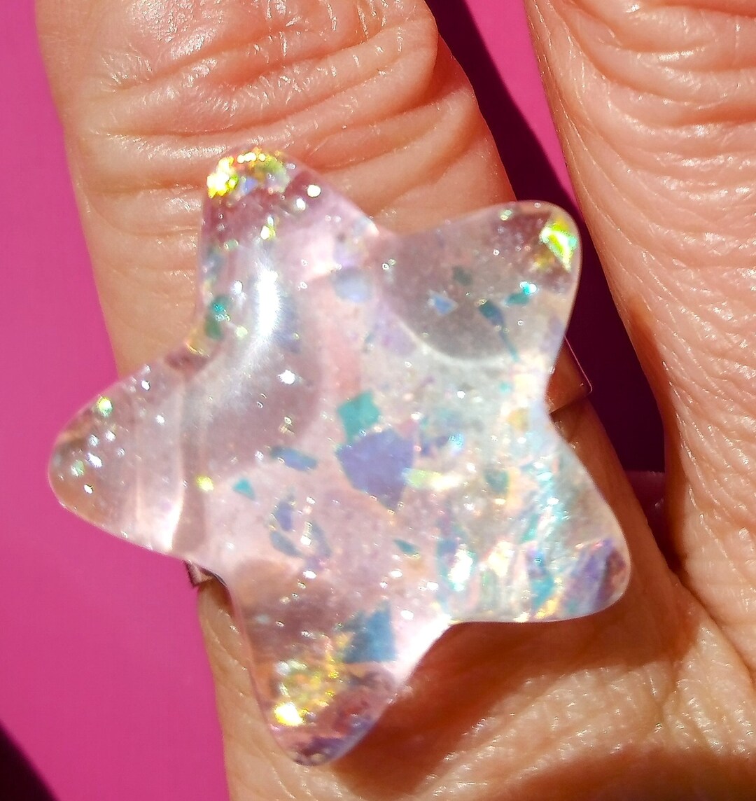 Sparkling Pink Shimmer Star Ring - Etsy