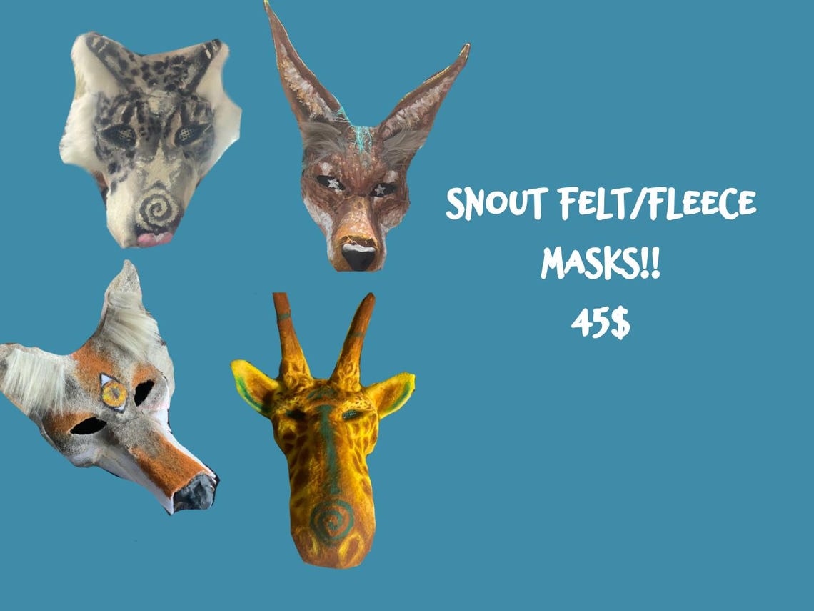 Therian-style Cardboard and Felt/fleece Masks!!! for Furries,therians ...