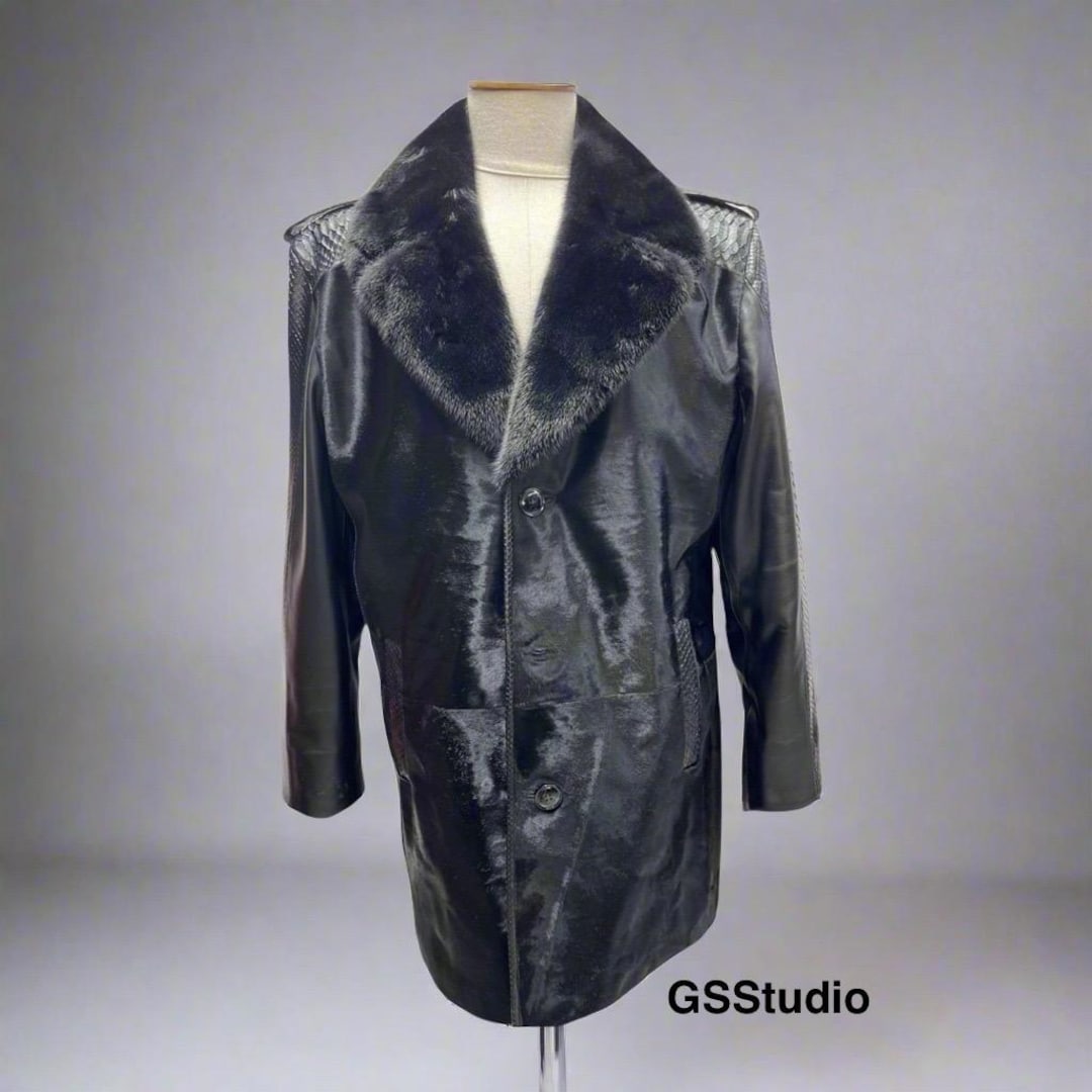 Men’s Luxury Pony Hair & Python Leather Coat / Lamb Fur Collar Avant ...