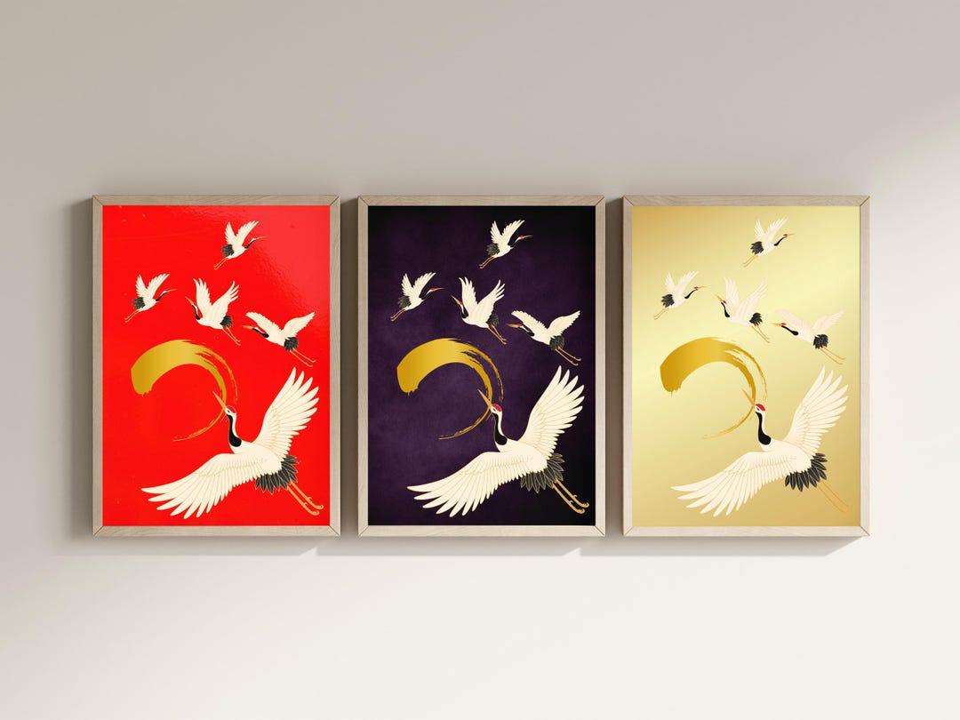 Cranes Poster, Elegant Crane Wall Art, Crane Printable Art, Japanese ...