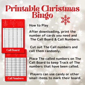 Christmas Printable Bingo, 30 Christmas Bingo Cards, Christmas Games ...