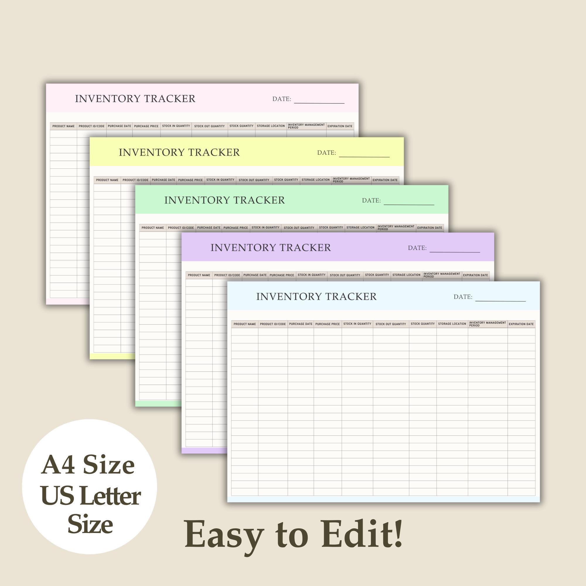 Inventory Tracker, Inventory Sheet, Small Business Organizer, Inventory ...