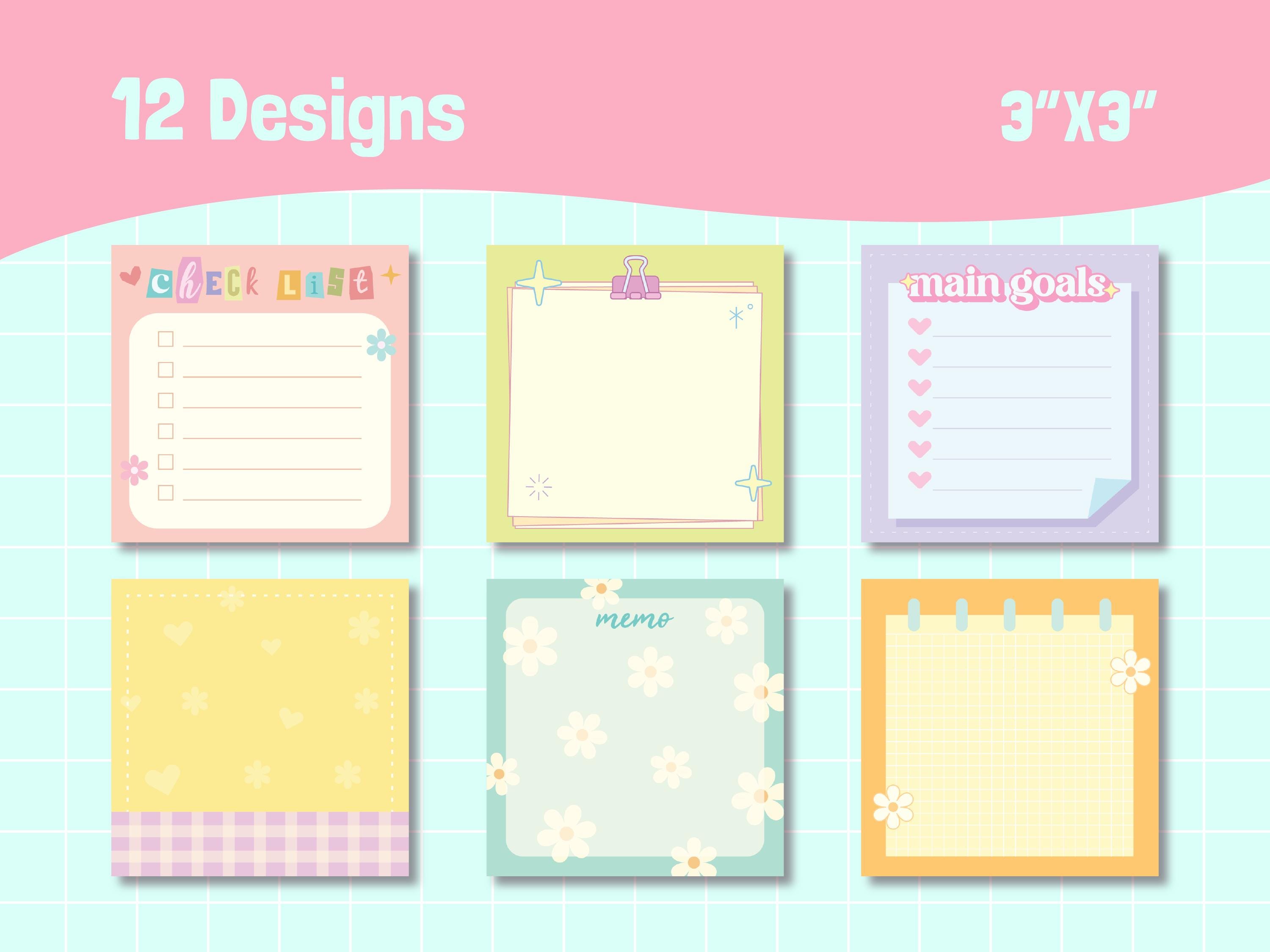 Kawaii Pastel Notepad | 12 Printable & Digital Memo Pad Sheets | to Do ...