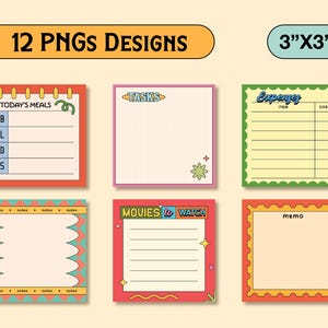 12 Retro Notepad | Printable & Digital Memo Pad | to Do List | Memo ...