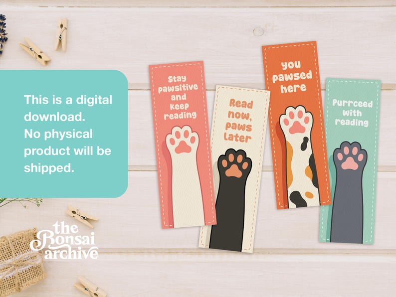8 Printable Cat Paw Bookmarks | Cute Paw-sitive Reading Marker for Cat ...