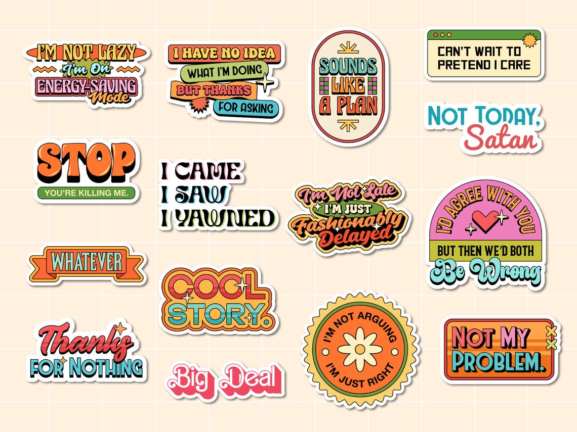 15 Sarcastic Words Stickers | Printable & Digital | Everyday Jokes ...