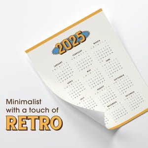 2025 Printable Retro Yearly Calendar Minimalist A3, A4, A5, Letter 4 ...