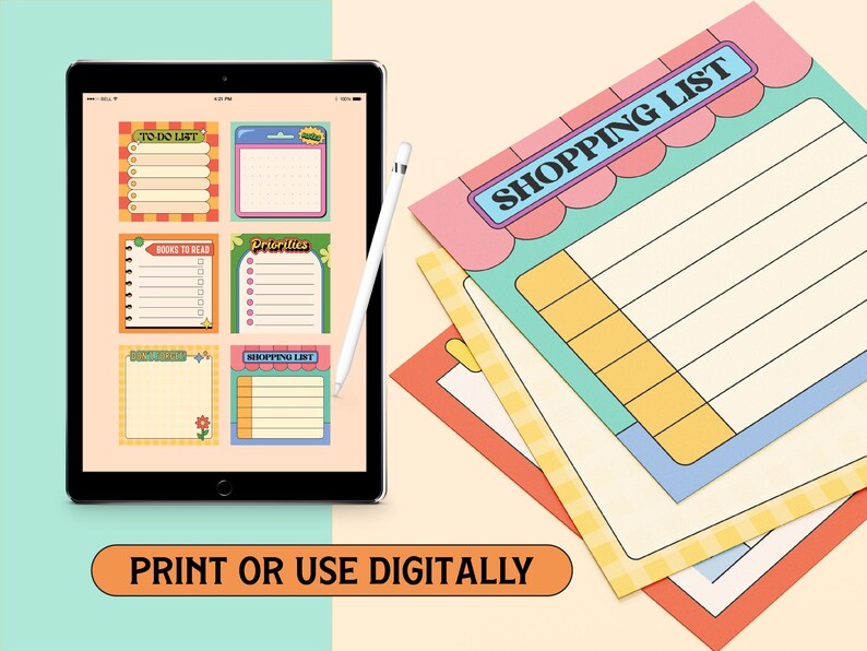 12 Retro Notepad | Printable & Digital Memo Pad | to Do List | Memo ...