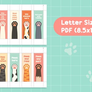 8 Printable Cat Paw Bookmarks | Cute Paw-sitive Reading Marker for Cat ...