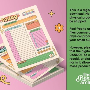 Printable Daily, Weekly & Monthly Planner Bundle | Fun Groovy Retro ...
