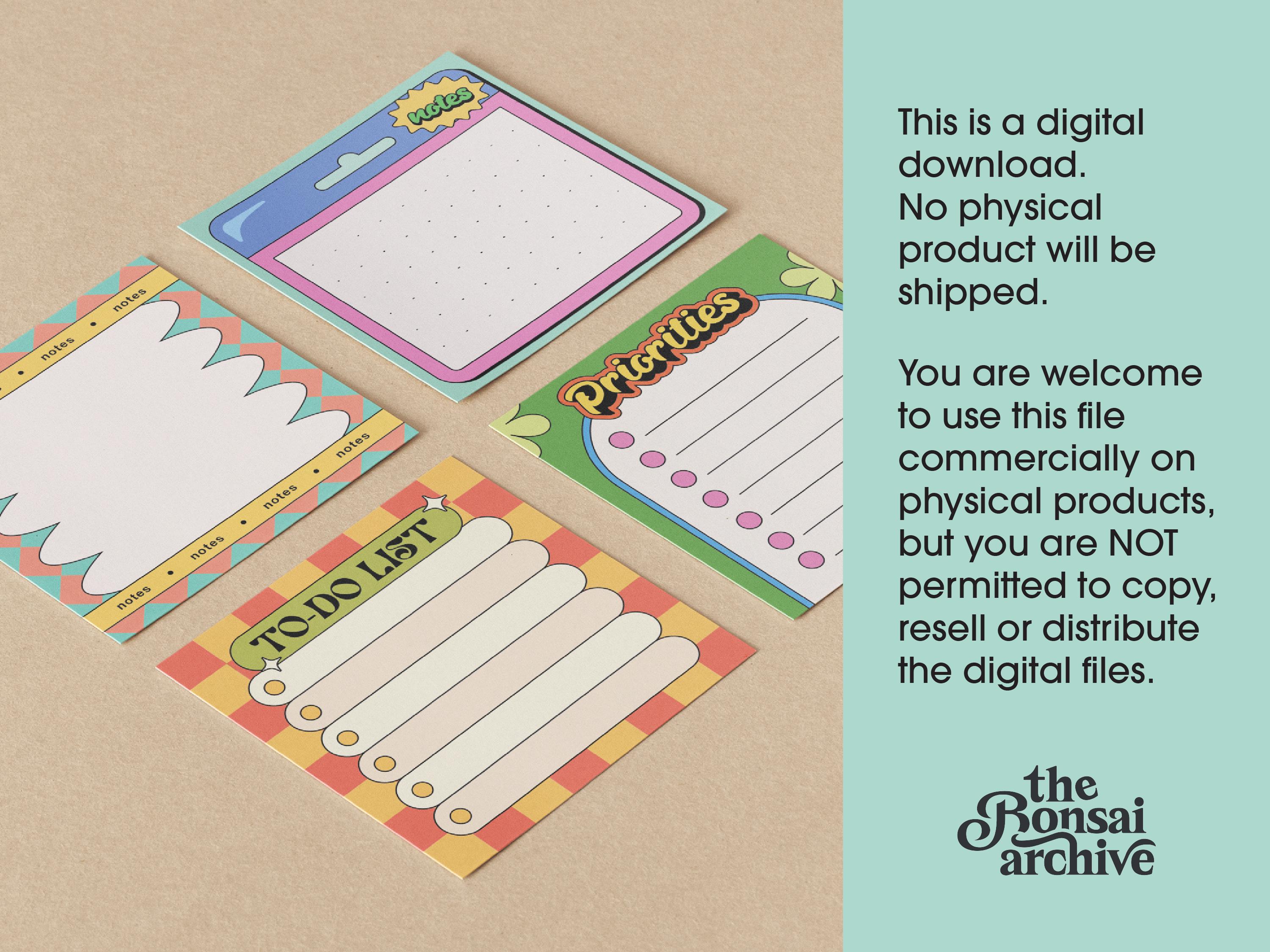 12 Retro Notepad | Printable & Digital Memo Pad | to Do List | Memo ...
