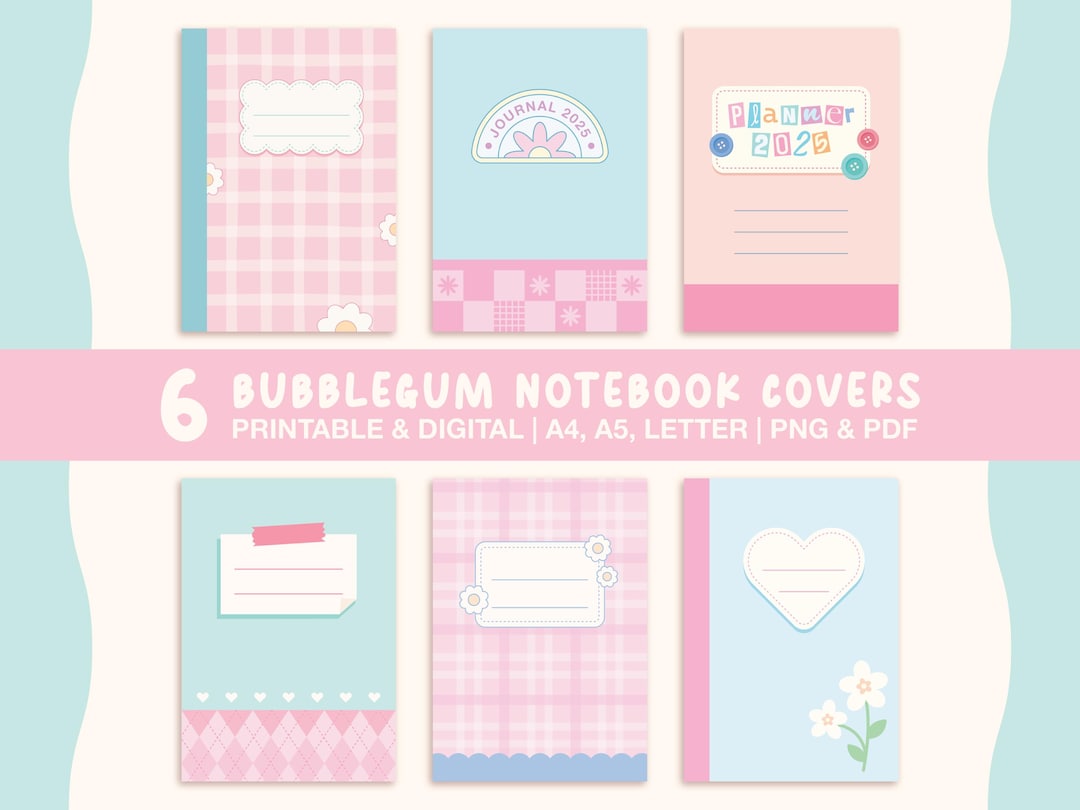 Bubblegum Planner Covers 2025 | Printable & Digital Notebook Binder ...