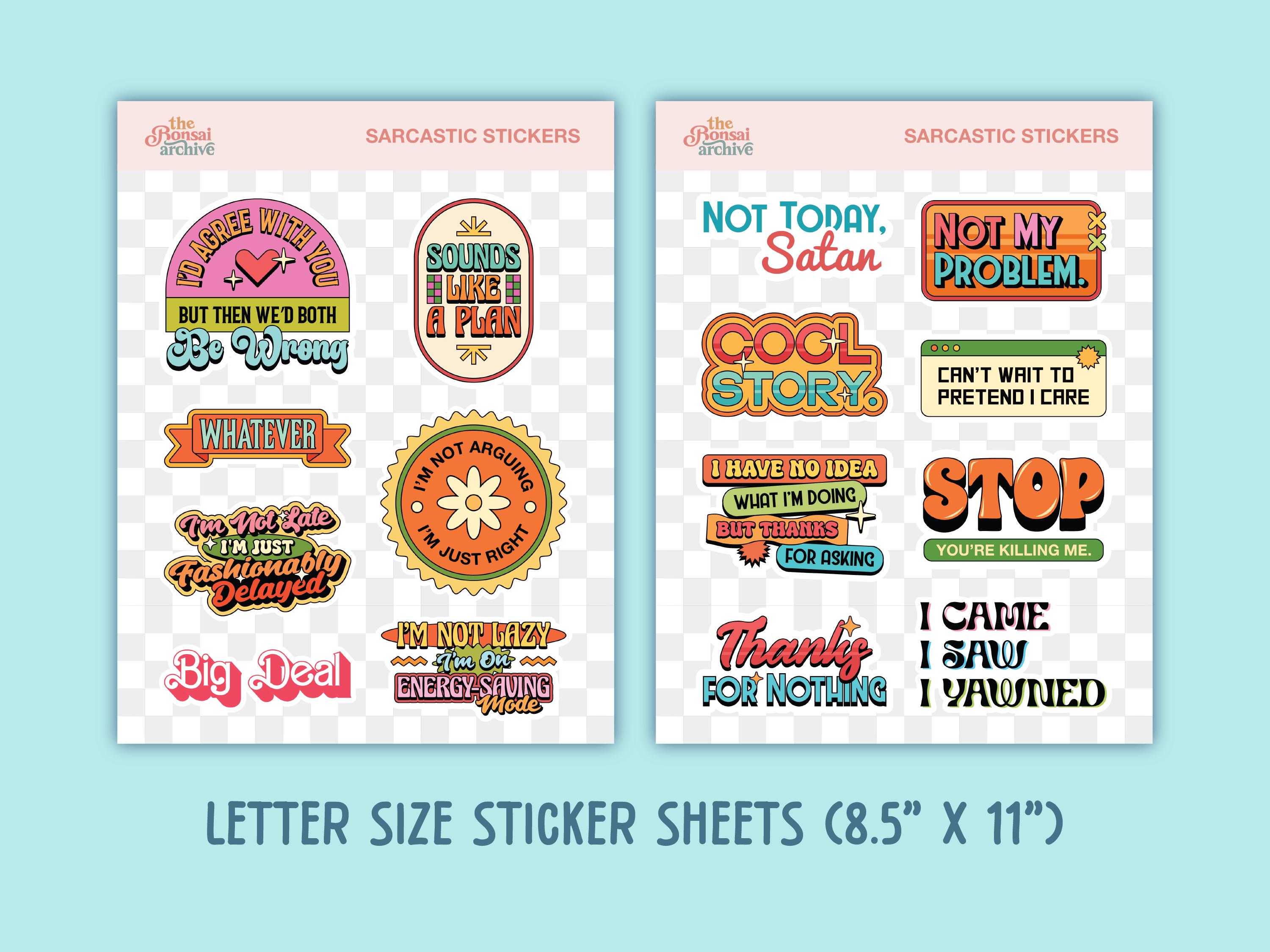 15 Sarcastic Words Stickers | Printable & Digital | Everyday Jokes ...