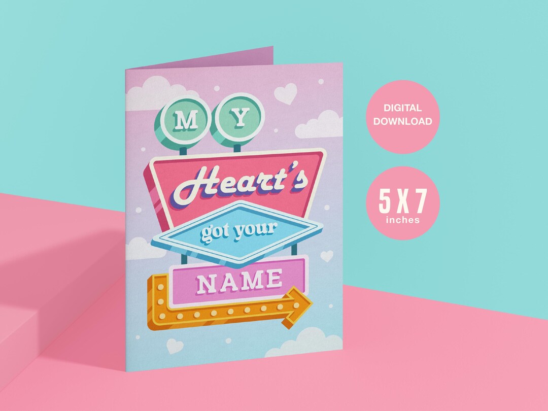 Retro Sign Printable Valentines Day Card | Romantic Anniversary Gift ...