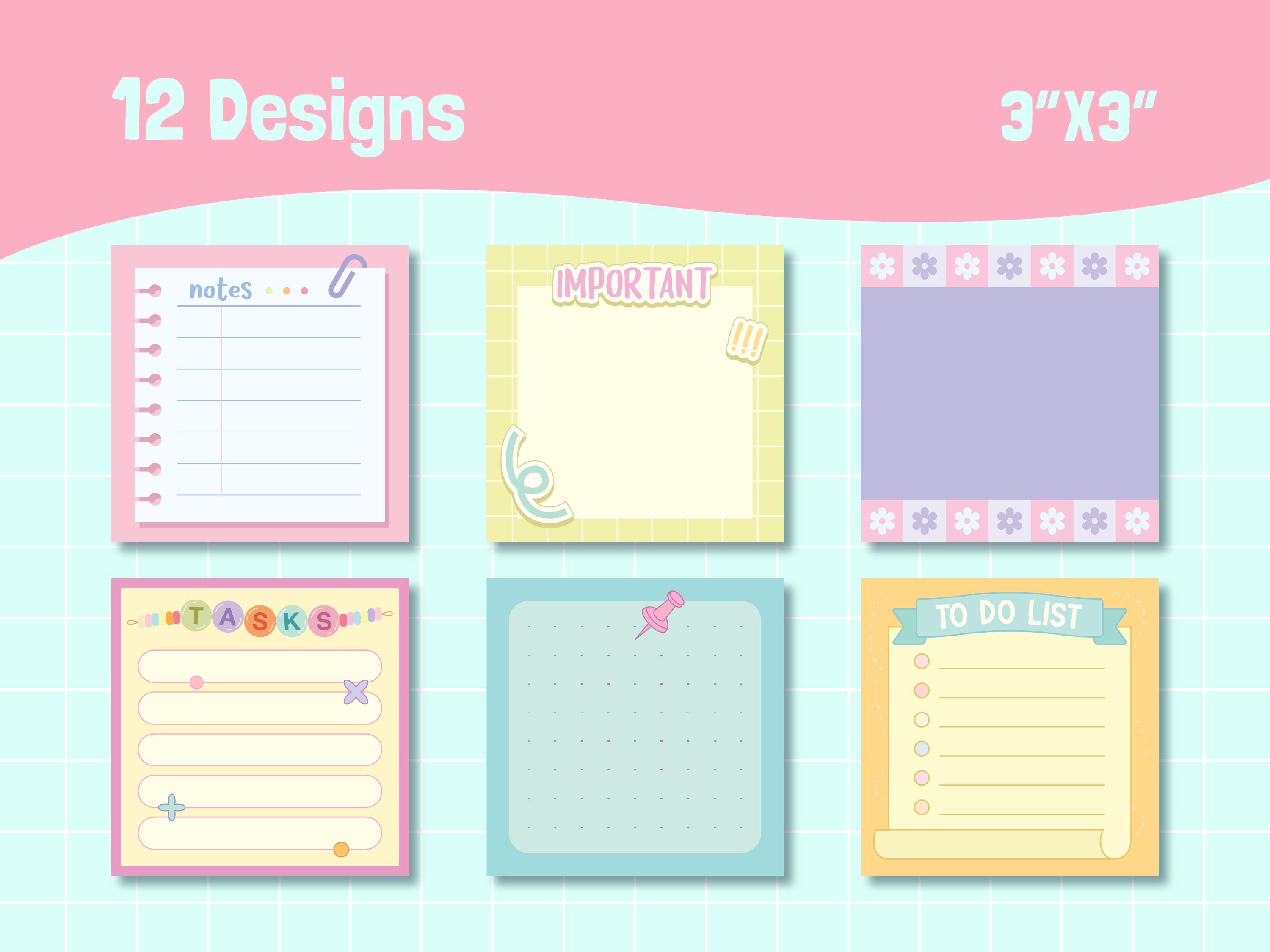 Kawaii Pastel Notepad | 12 Printable & Digital Memo Pad Sheets | to Do ...
