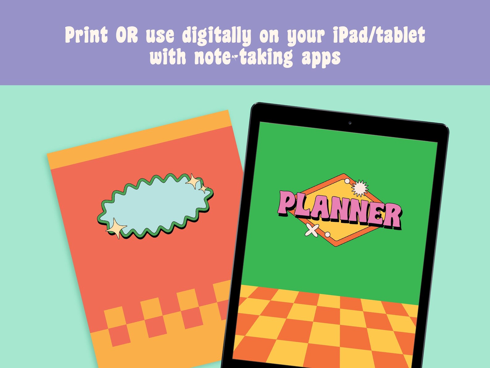 Printable & Digital 70s Retro Notebook Covers 2025 | Planner Binder ...