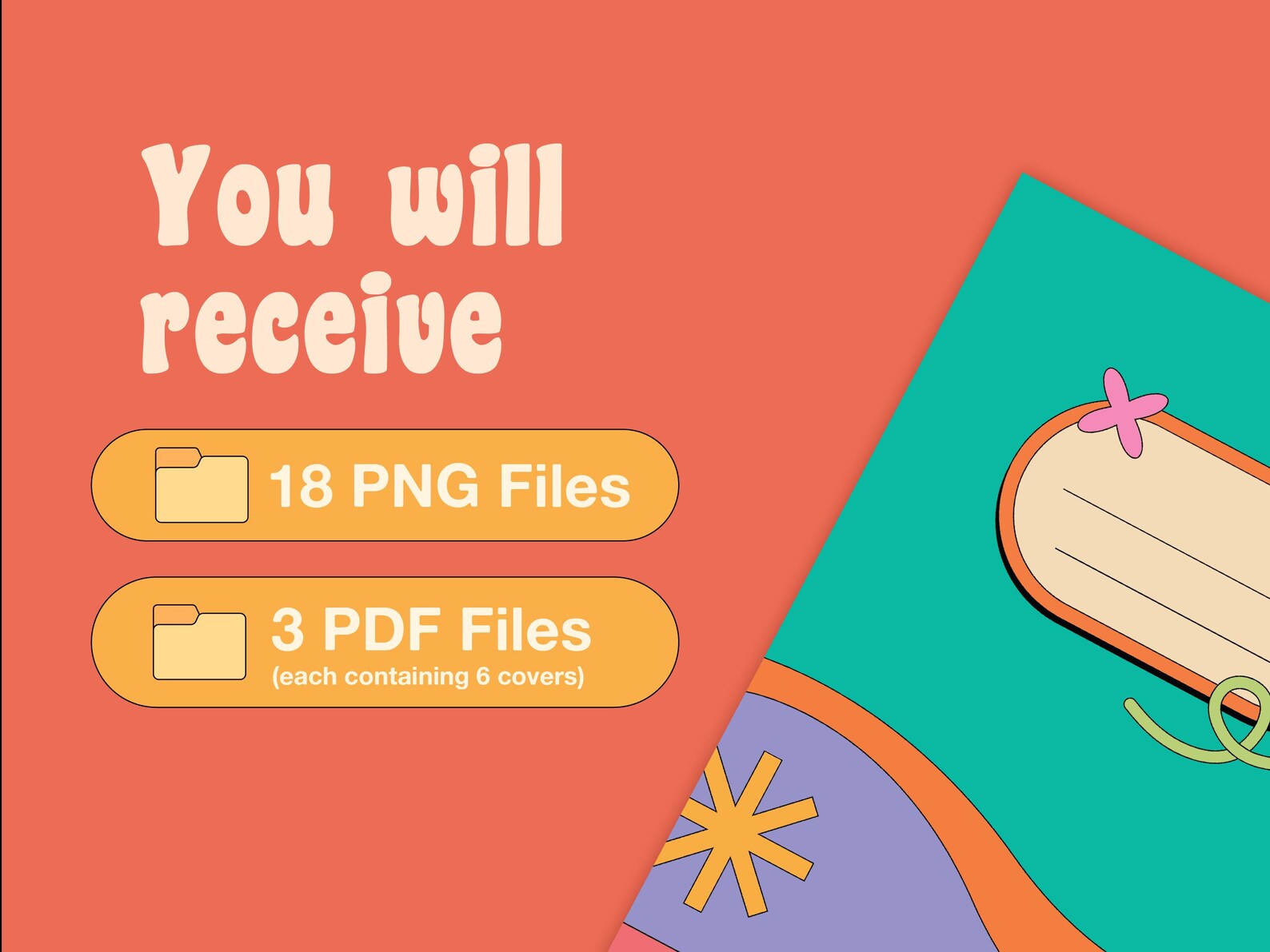 Printable & Digital 70s Retro Notebook Covers 2026 | Planner Binder ...