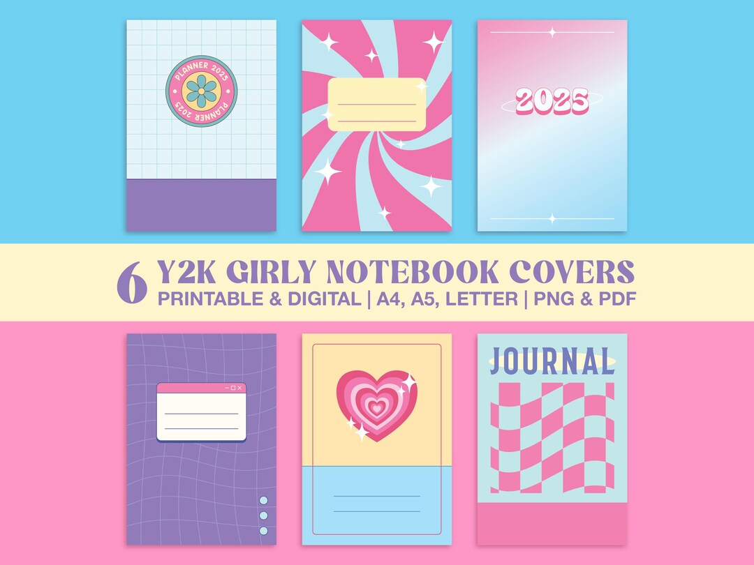 Y2K Girly Journal Covers 2025 Printable & Digital Aesthetic Planner ...
