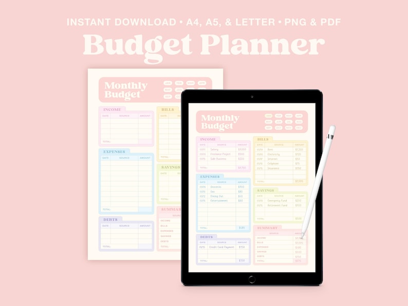 Simple Monthly Budget Planner | Cute Printable Expense & Finance ...