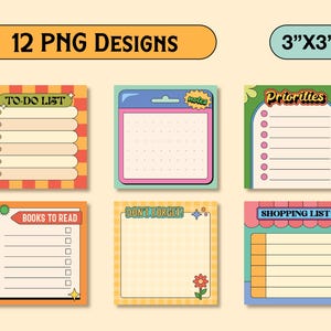 12 Retro Notepad | Printable & Digital Memo Pad | to Do List | Memo ...