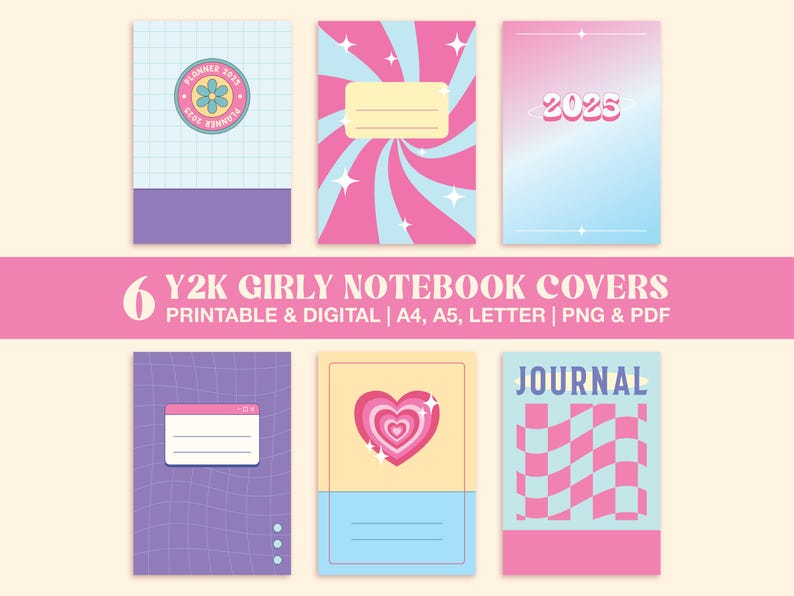 Y2K Girly Journal Covers 2025 | Printable & Digital | Aesthetic Planner ...