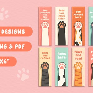 8 Printable Cat Paw Bookmarks | Cute Paw-sitive Reading Marker for Cat ...