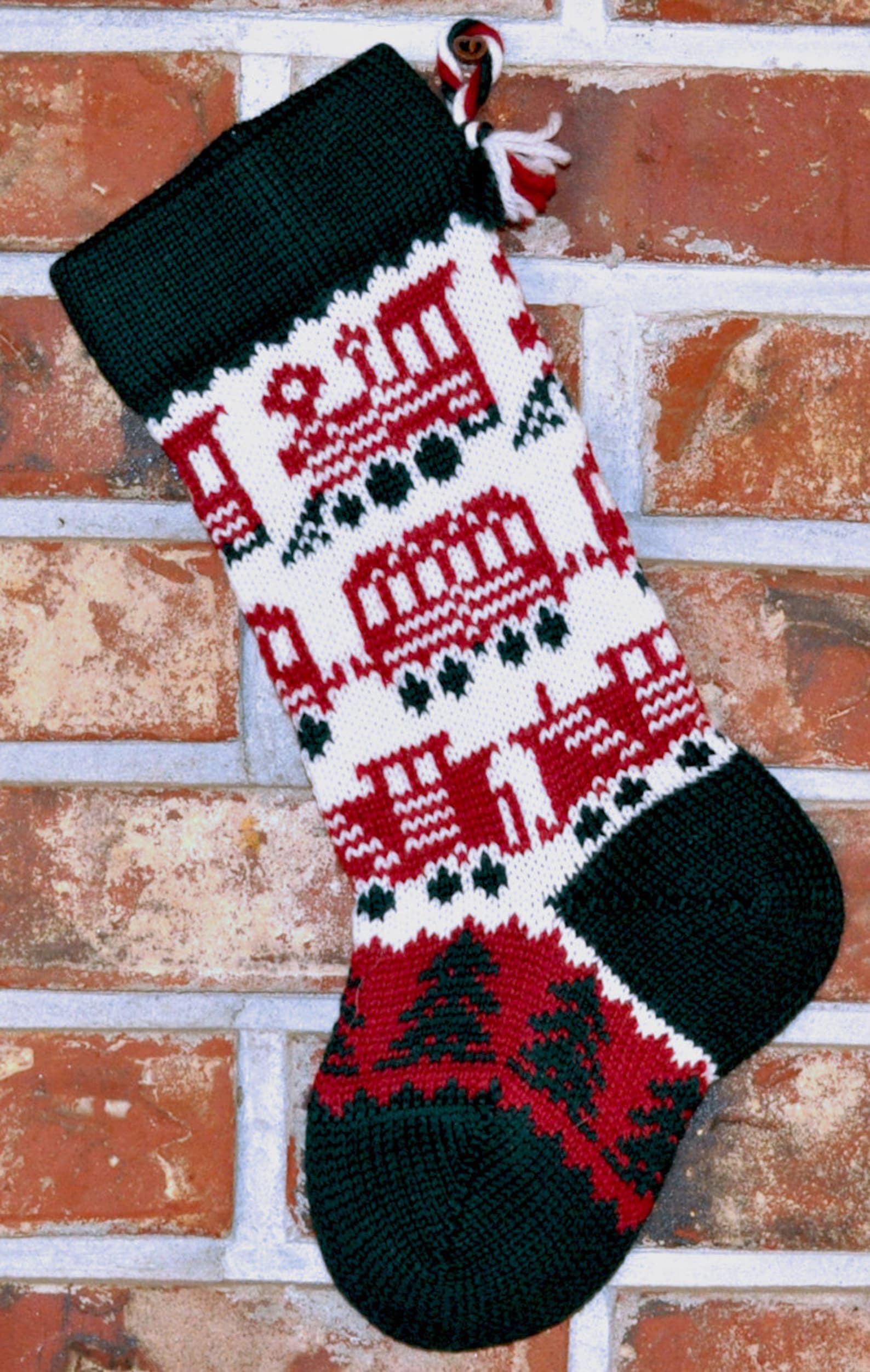 Small Knit Christmas Stocking, 100% U.S. Wool - Trains - Made in U.S.A ...