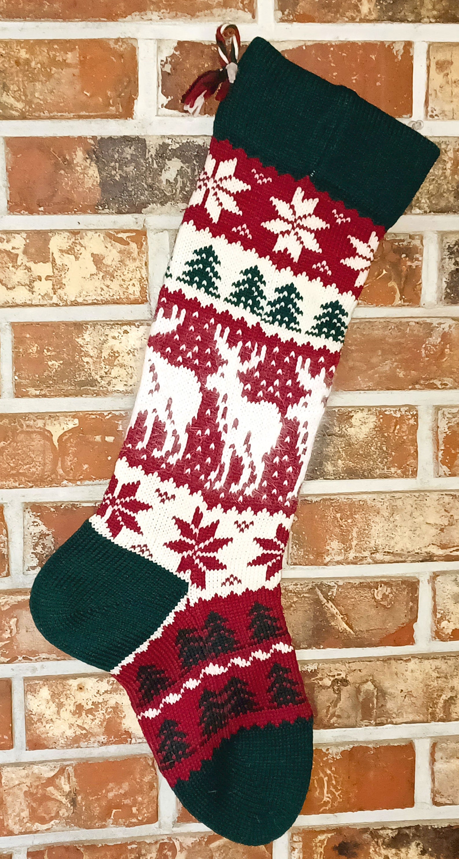 Personalized Knit XMAS Moose Christmas Stocking - 100% U.S. Wool ...