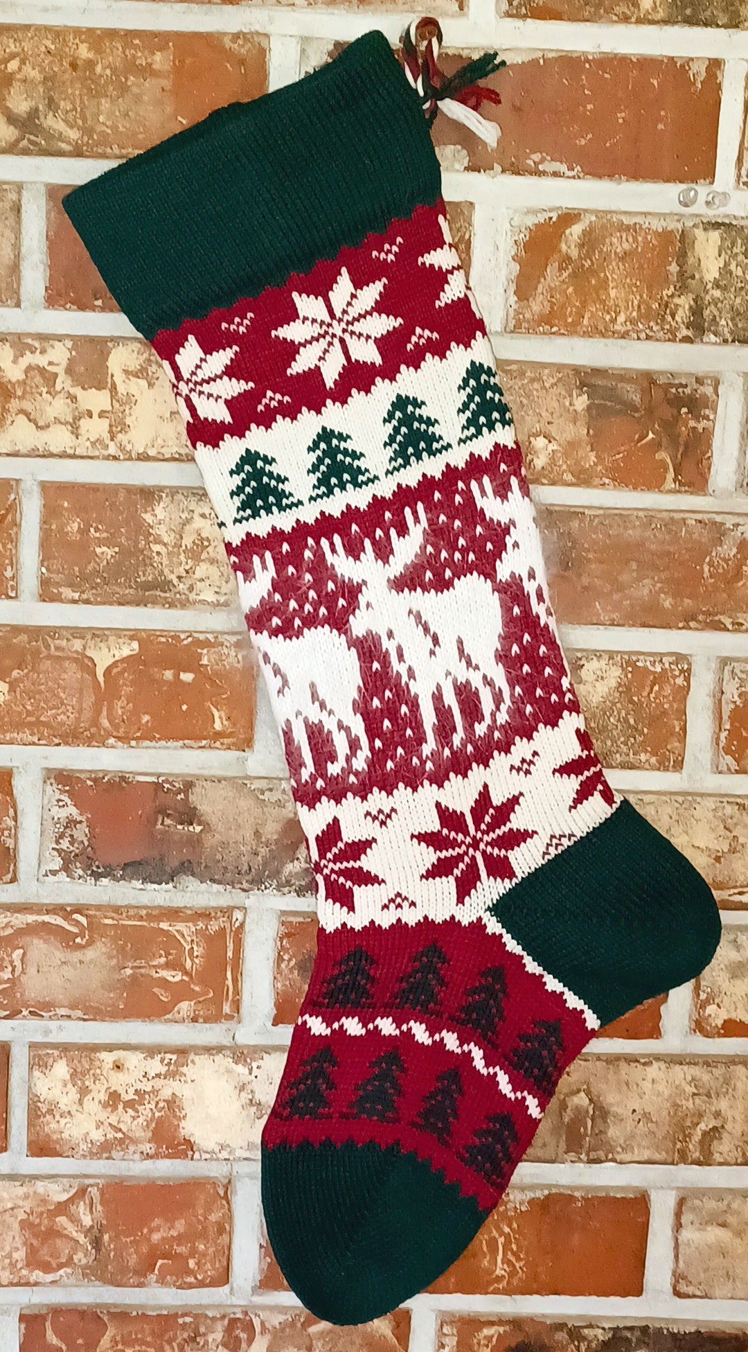 Personalized Knit XMAS Moose Christmas Stocking - 100% U.S. Wool ...